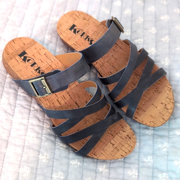 Kork-Ease | Shoes | Korks Aster Slate Blue Wedge Sandal Size 8 | Poshmark